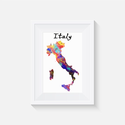 Paint Splashes Map of Italy Map Art Print 121 - Etsy