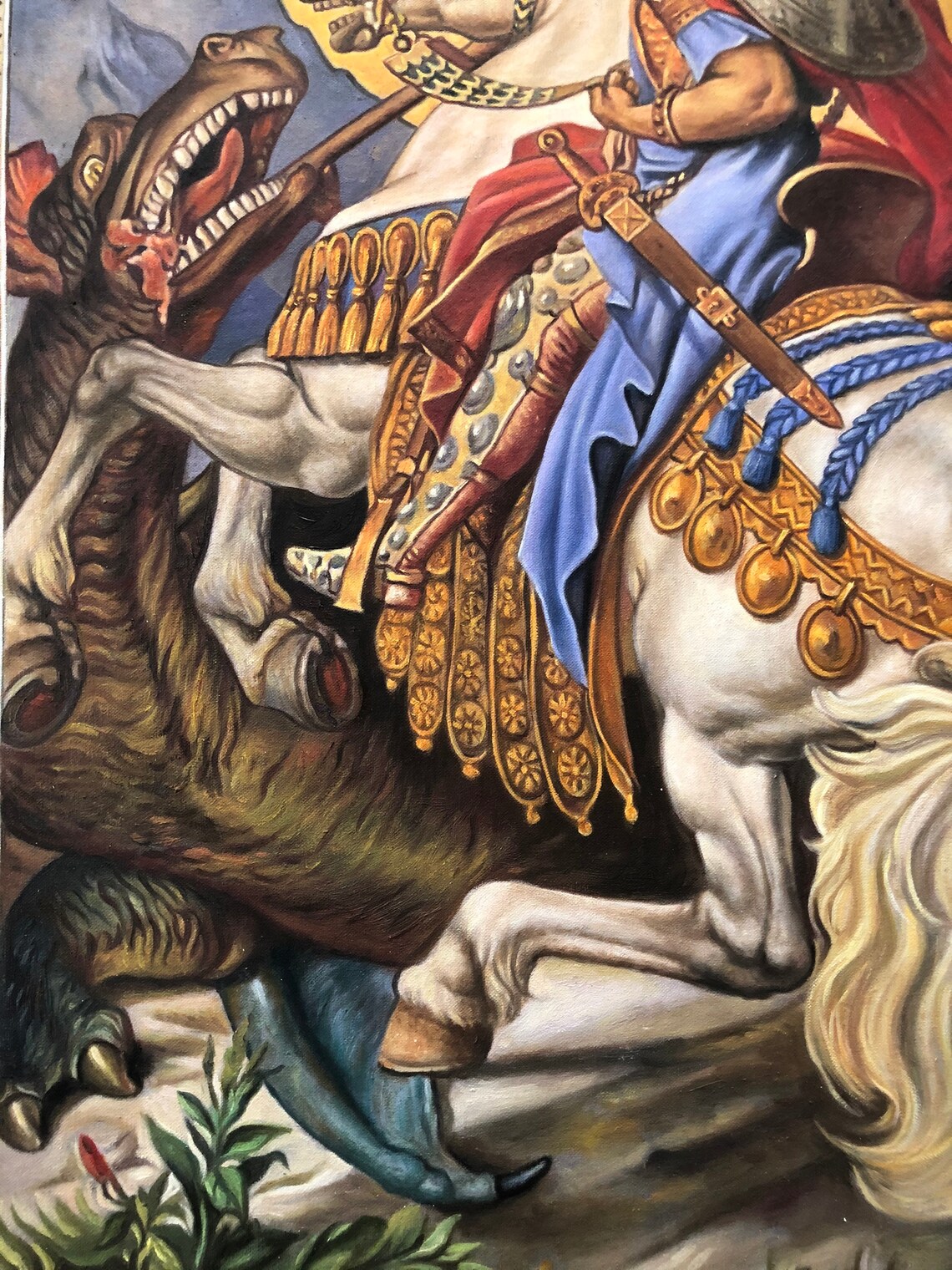 Saint George Killing the Dragon 60x102cm Hand Painted Oil | Etsy