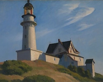 The Lighthouse at Two Lights Edward Hopper 1929 Museum Quality Hand ...