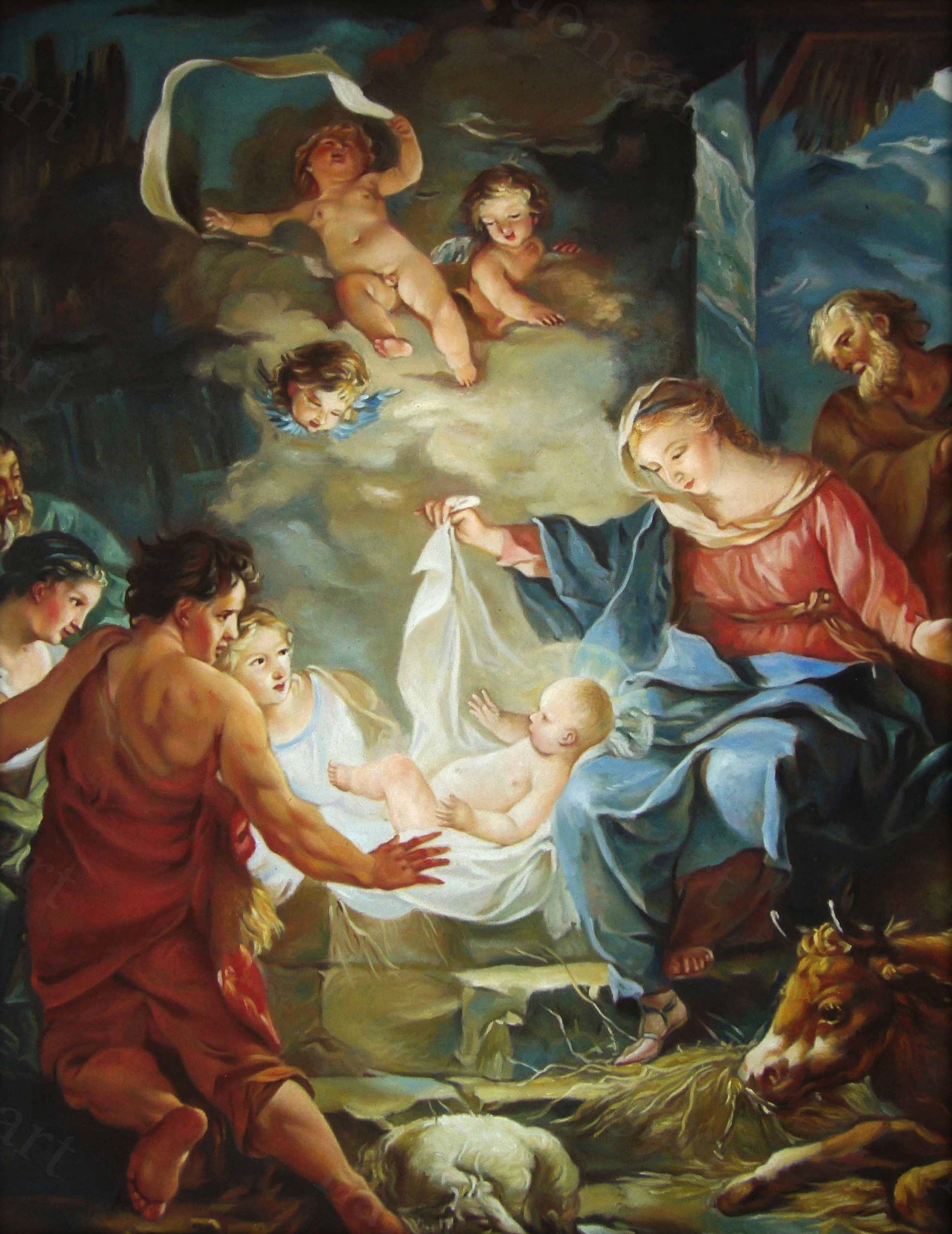 Jean-baptiste Marie Pierre Nativity Large Oil Paintings | Etsy