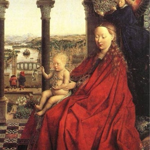 Jan Van Eyck Madonna of Chancellor Rolin c. 1435, Oil on Canvas, High Quality Hand Painted Oil ...