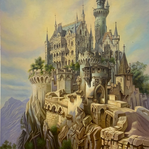 Hand Painted Castle Painting - Etsy
