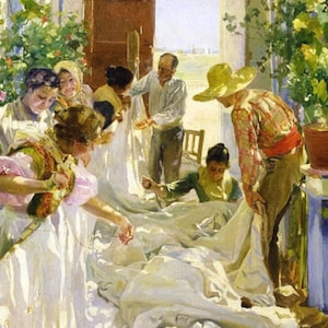 Joaquin Sorolla Mending the Sail, 1896, High Quality Hand Painted Oil ...