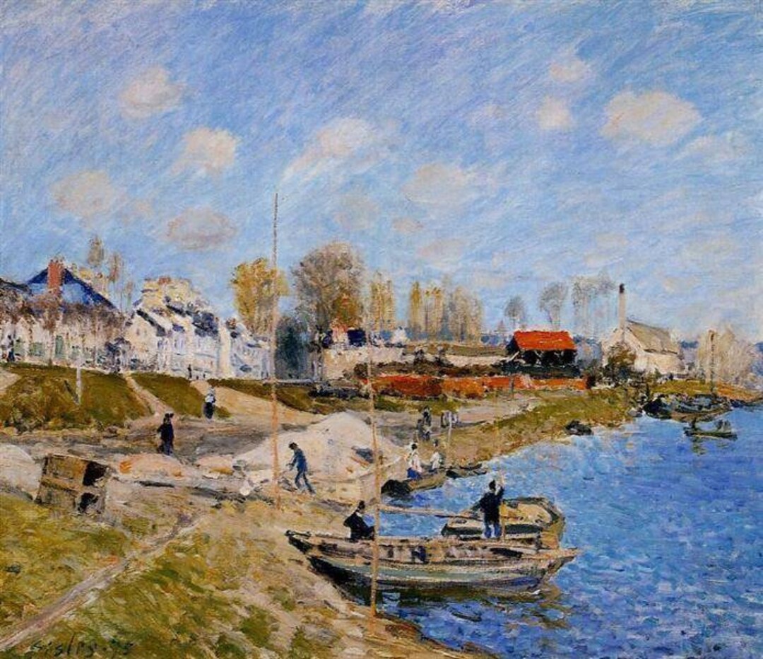 Alfred Sisley Sand on the Quayside, Port-marly 1875, High Quality Hand ...