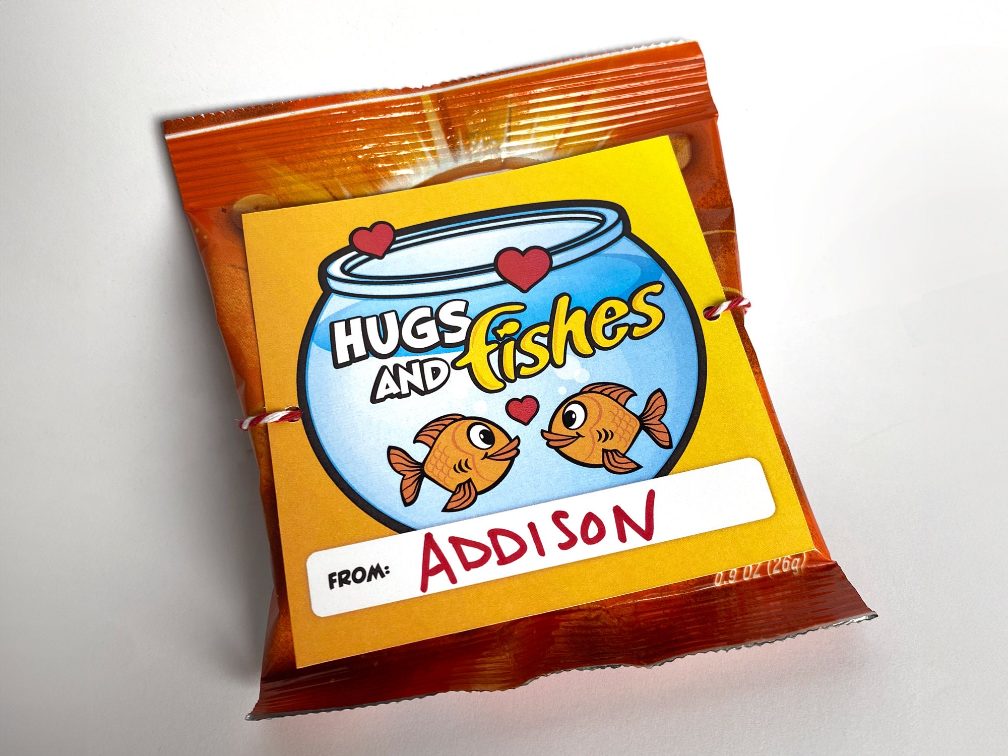 Valentine Goldfish Snack Tag,valentine Classroom Exchange,hugs,goldfish ...