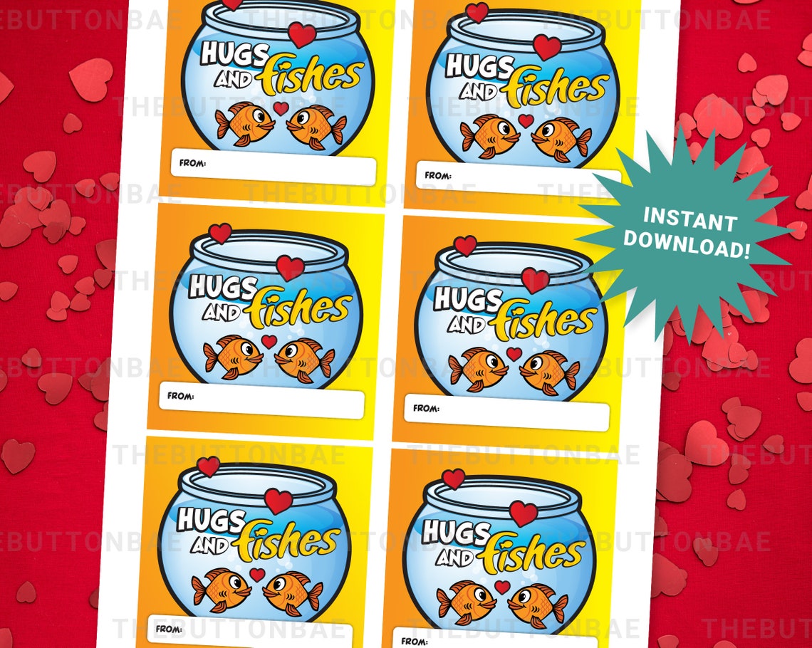 Valentine Goldfish Snack Tag,valentine Classroom Exchange,hugs,goldfish ...