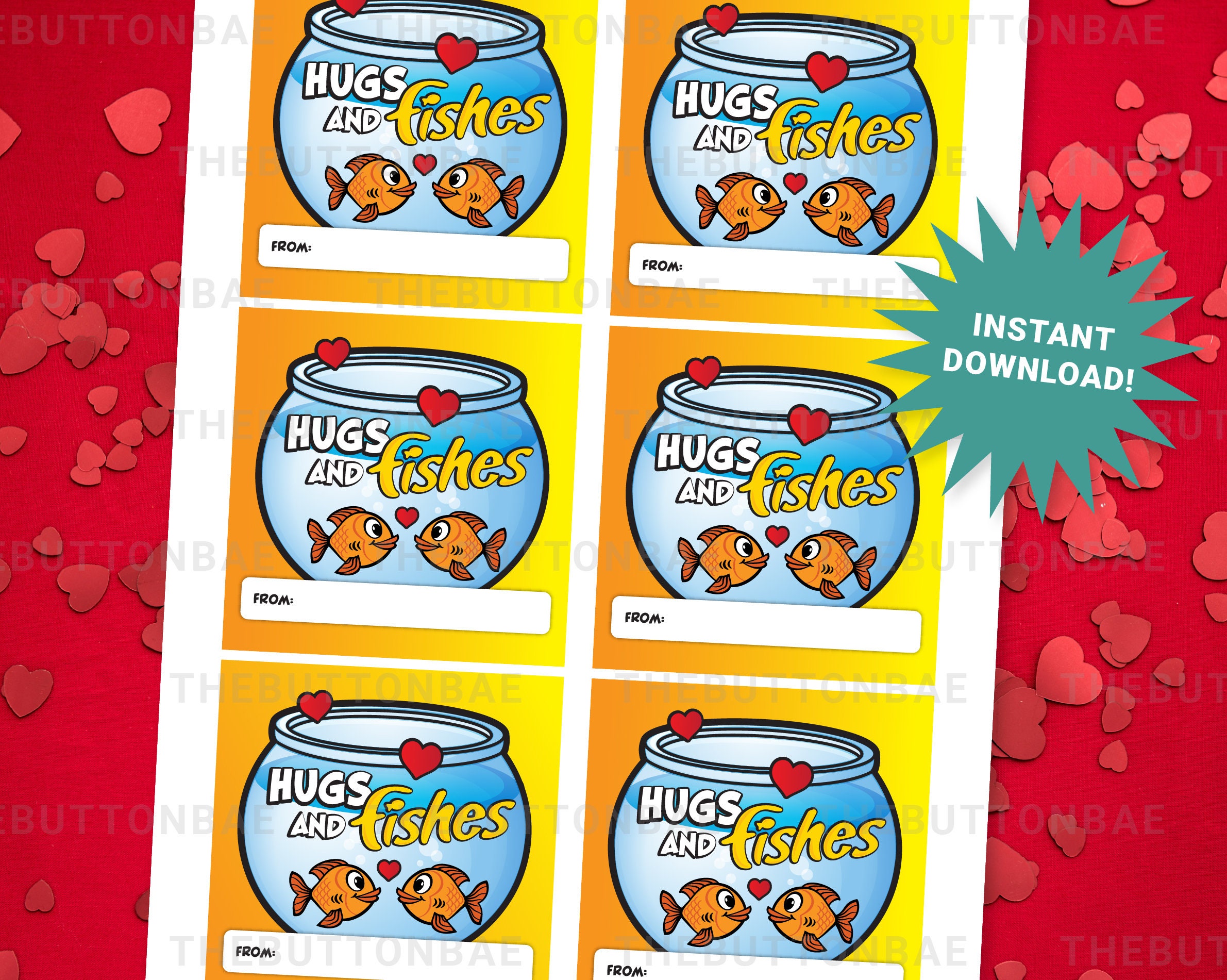 Valentine Goldfish Snack Tag,valentine Classroom Exchange,hugs,goldfish ...