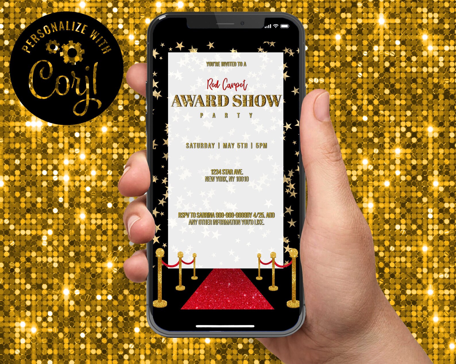 Red Carpet Invitation, Award Show Viewing Invitation, Red Carpet ...