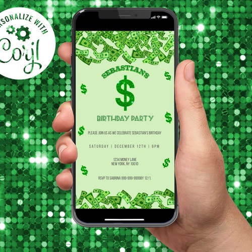 Money Theme Birthday Party Digital Electronic Downloadable - Etsy