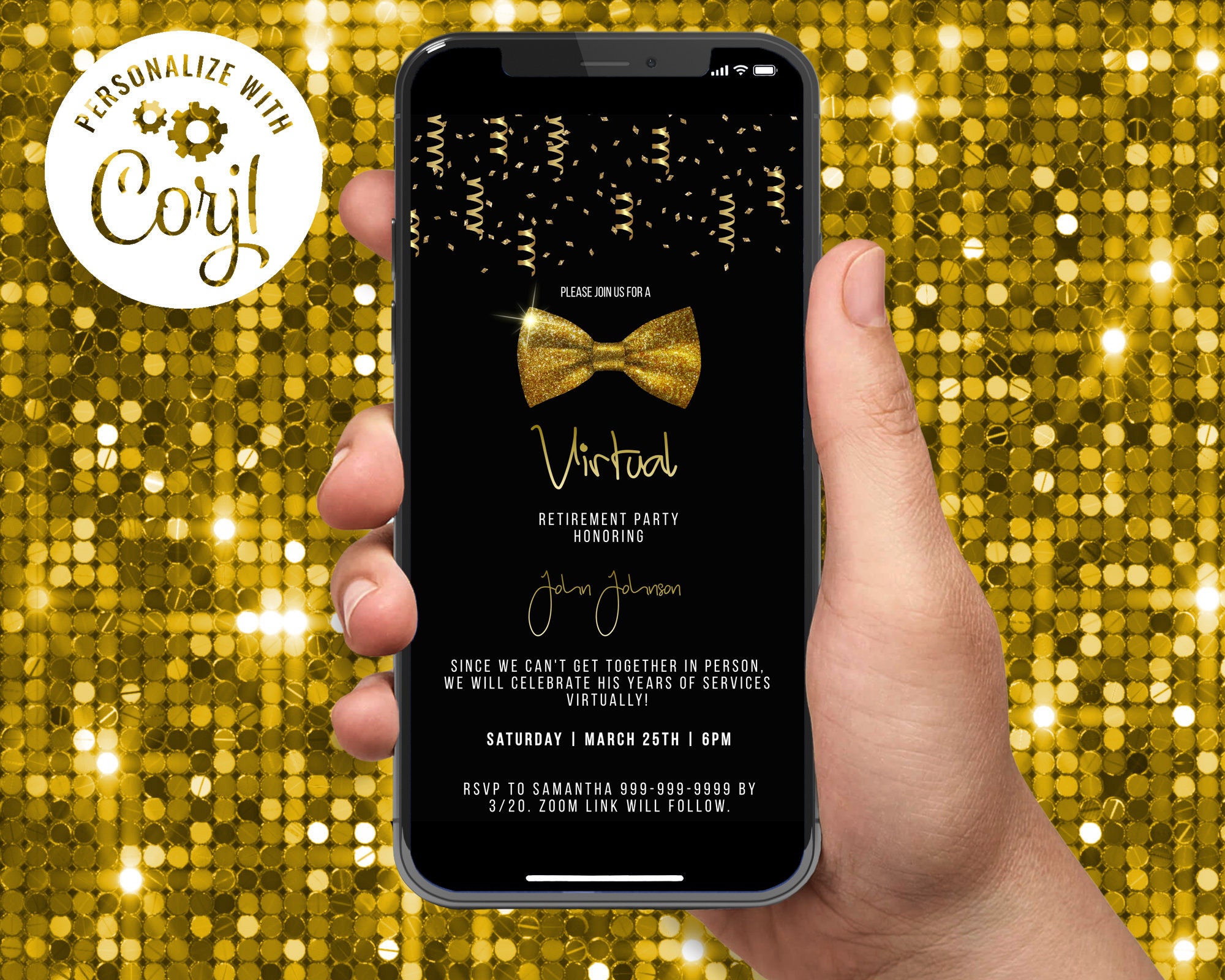 Virtual Quarantine Zoom Retirement Party Invitation Template for Men ...