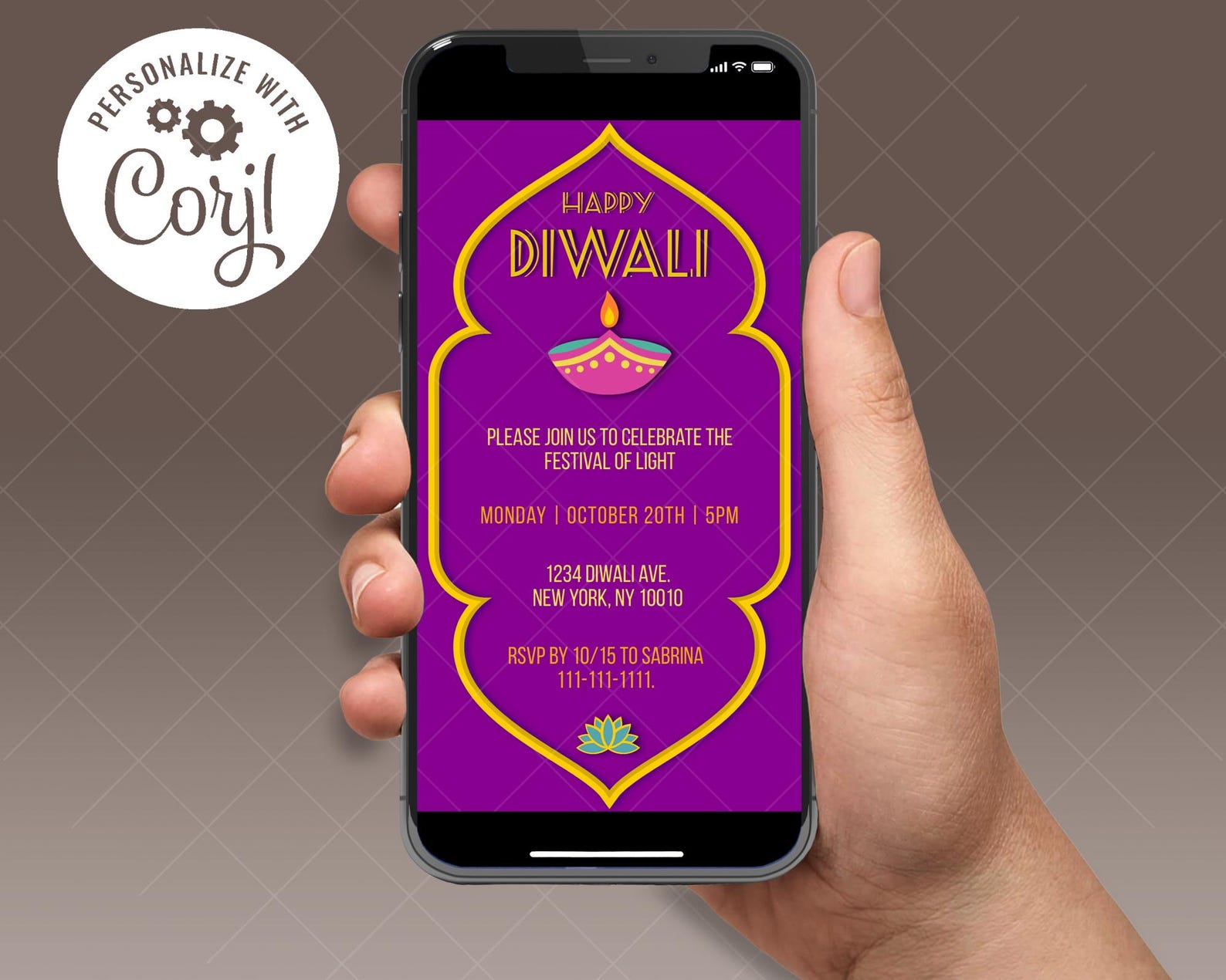 Editable Diwali Invitation Template: Festival of Lights E-card (digital ...