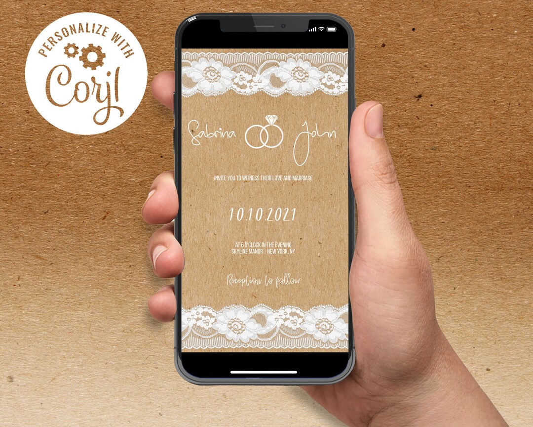 Boho Lace Minimaliste Numérique Modèle d’Invitation de Mariage ...