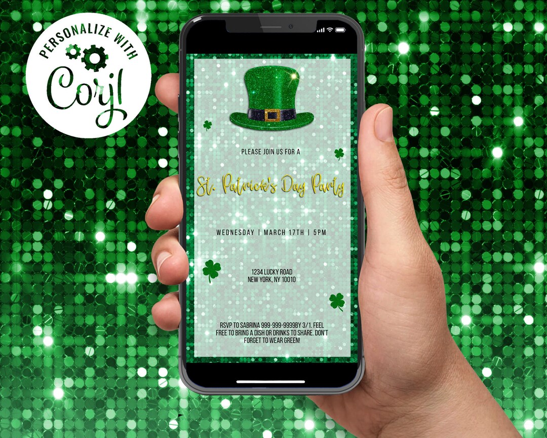 Saint Patrick's Day Party Digital Electronic Editable Downloadable Text ...