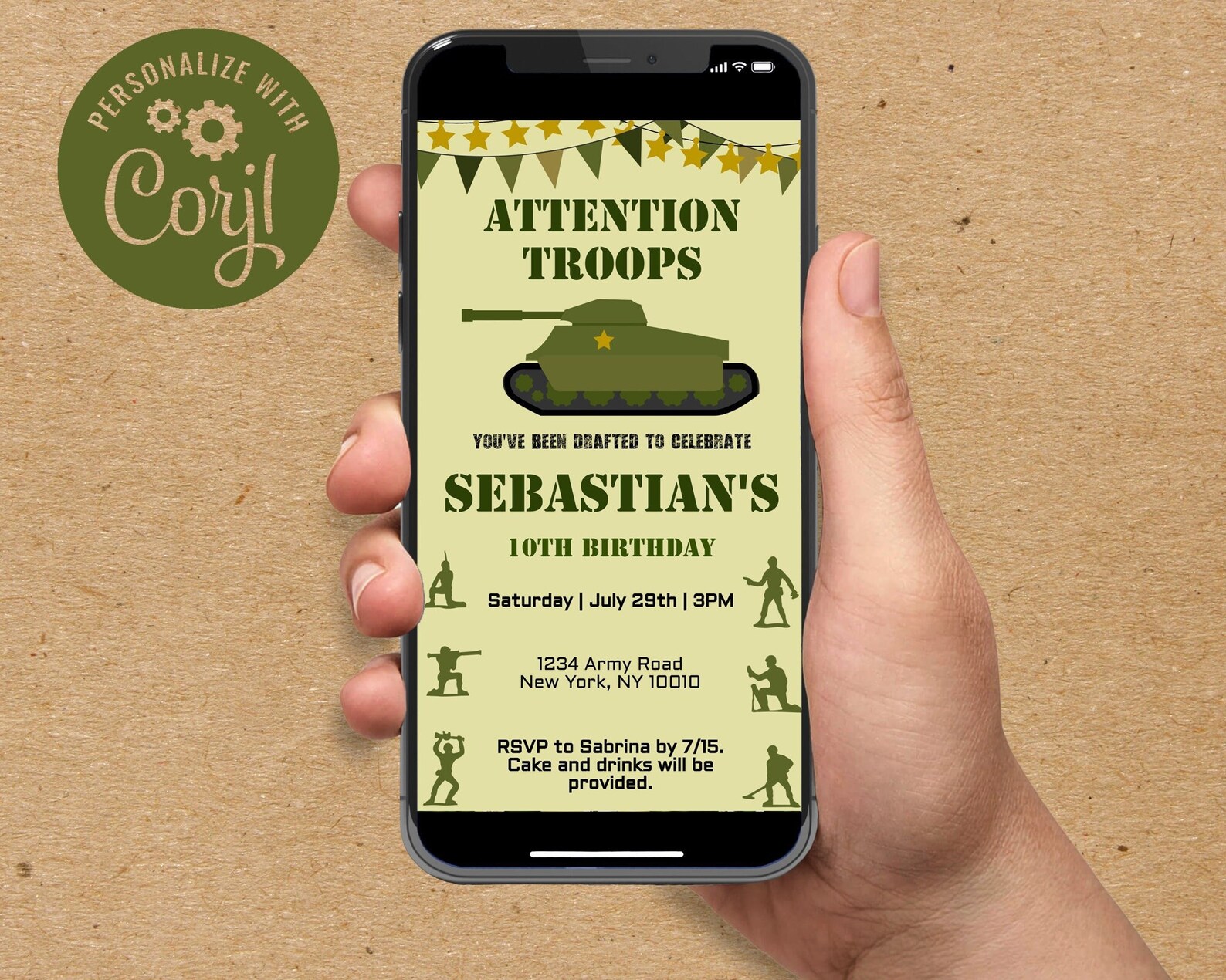 Army Military Theme Digital Invitation Template Army Birthday | Etsy