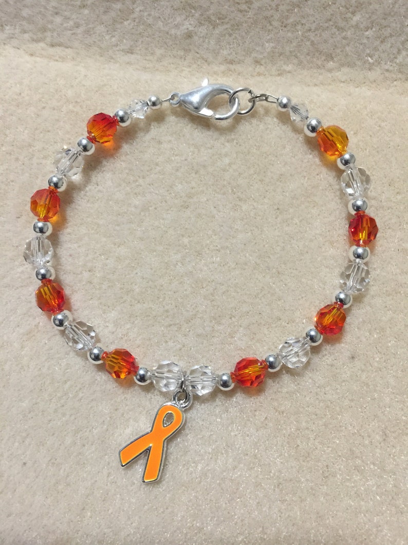 Kidney Cancer Awareness 7.5 Bracelet With Fireopal, Clear Crystals ...