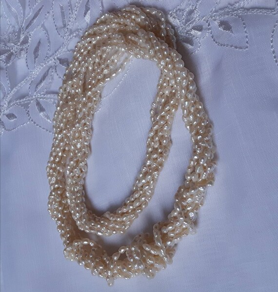 Multi Strand Pearl Necklace Twisted Rice Pearl Neckl… Gem