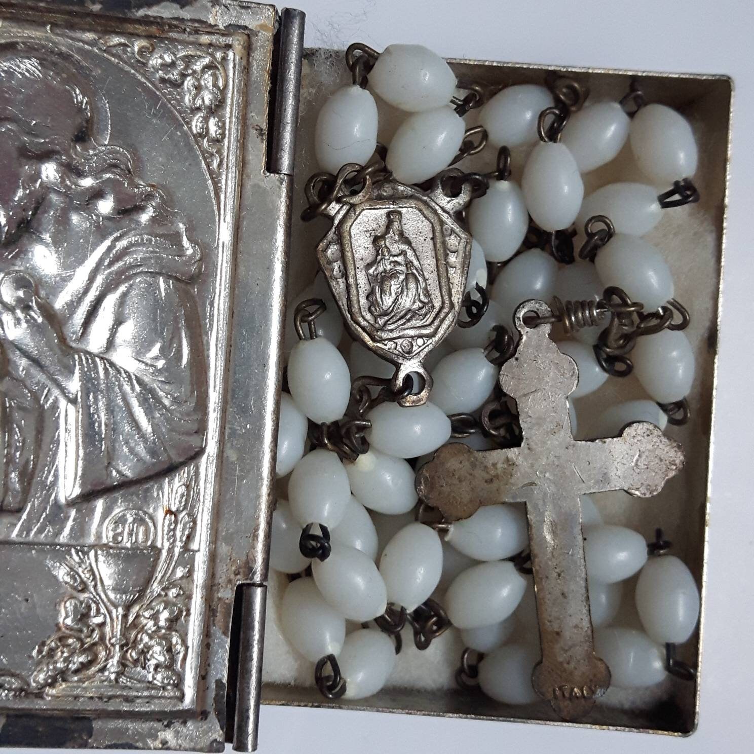 Metal Rosary Box, Trinket Box Rosary Holder. Religious Catholic ...