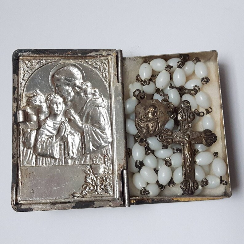 Metal Rosary Box, Trinket Box Rosary Holder. Religious Catholic ...