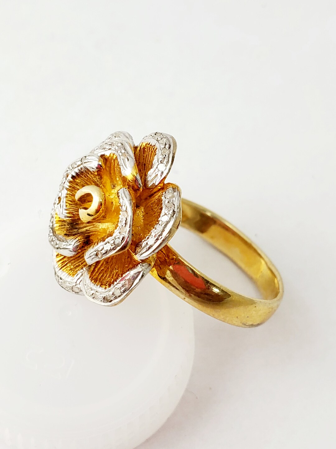 Italian Ring, Swaroski Crystals, Designer Ring, Rose Ring, Floral ...