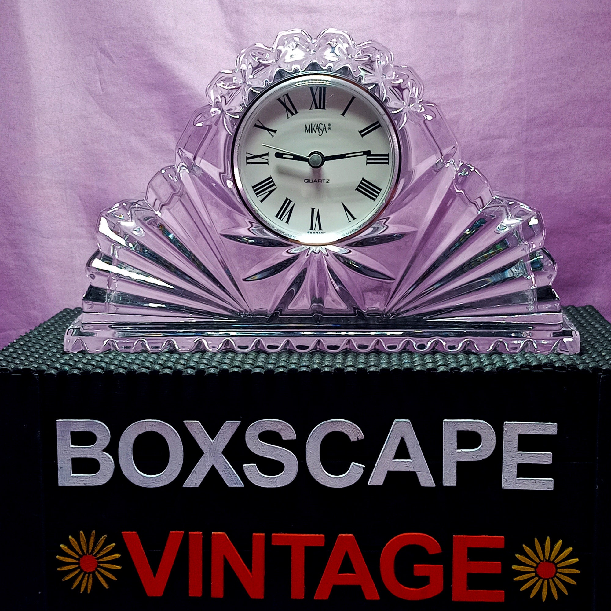 Vintage Mikasa Crystal Clock, Mikasa Crystal Mantel Clock, Quartz Clock ...
