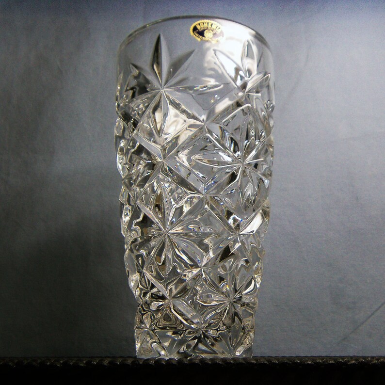 Vintage Crystal Flower Vase Cylindrical Vase Bohemia - Etsy