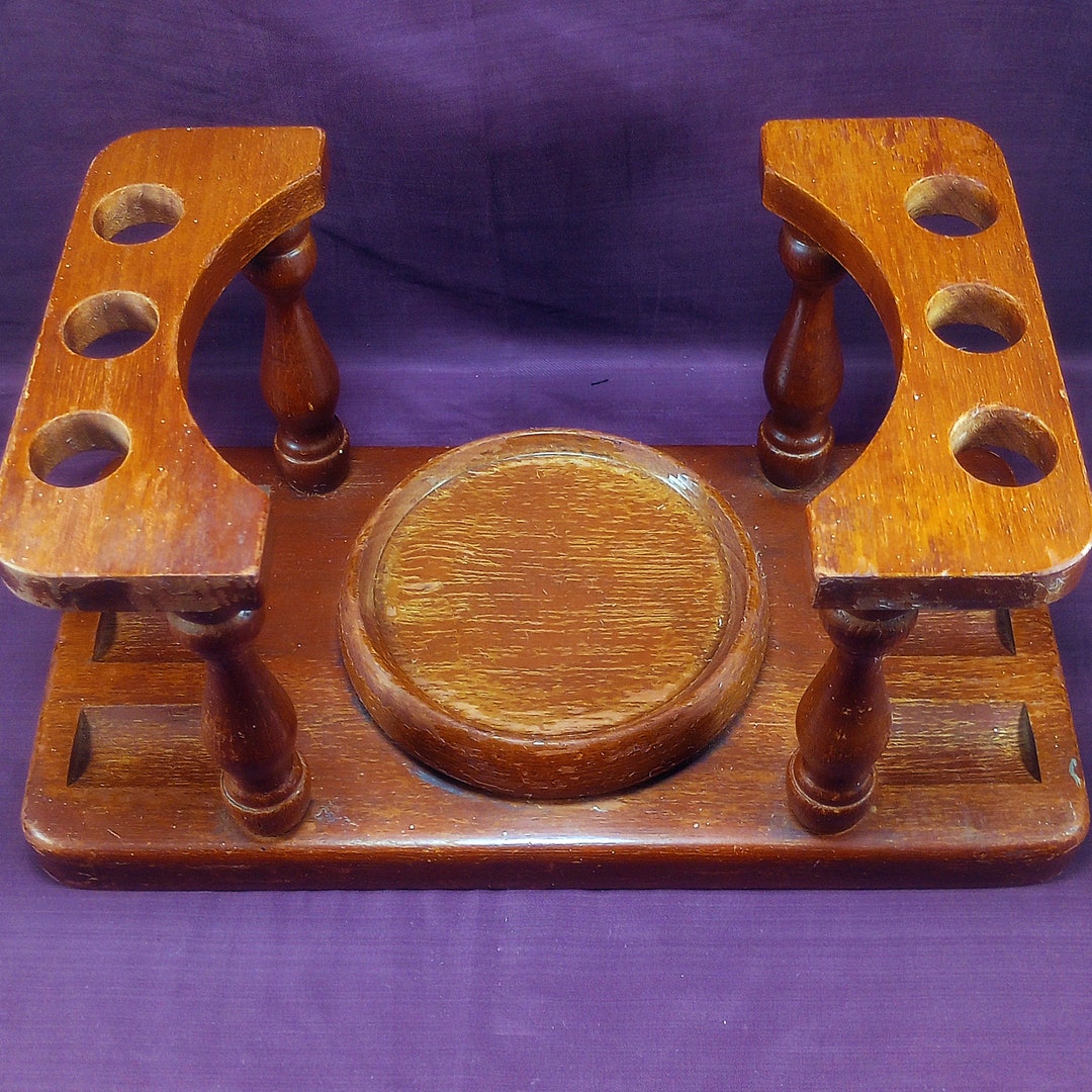 Vintage Henry Perkins Wooden Pipe Stand, Wood Pipe Rack, Henry Perkins ...