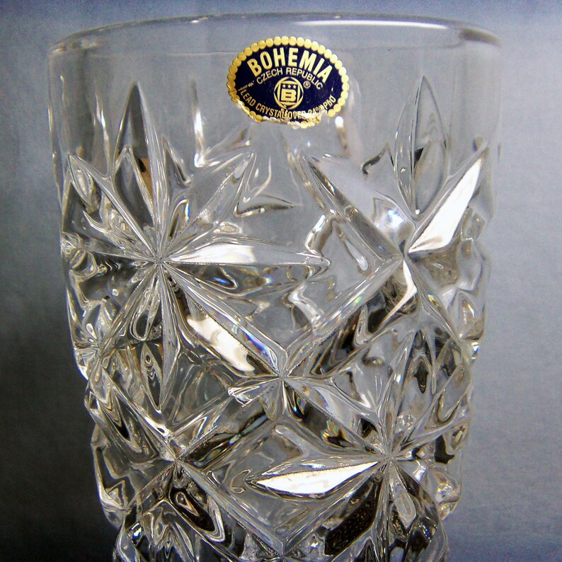 Vintage Crystal Flower Vase Cylindrical Vase Bohemia | Etsy