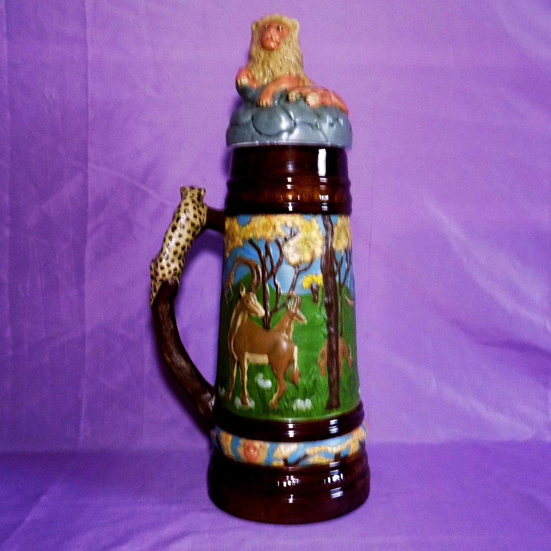 Vintage Hand Crafted Beer Jug With Lid, Very Unique and Very Large Beer ...