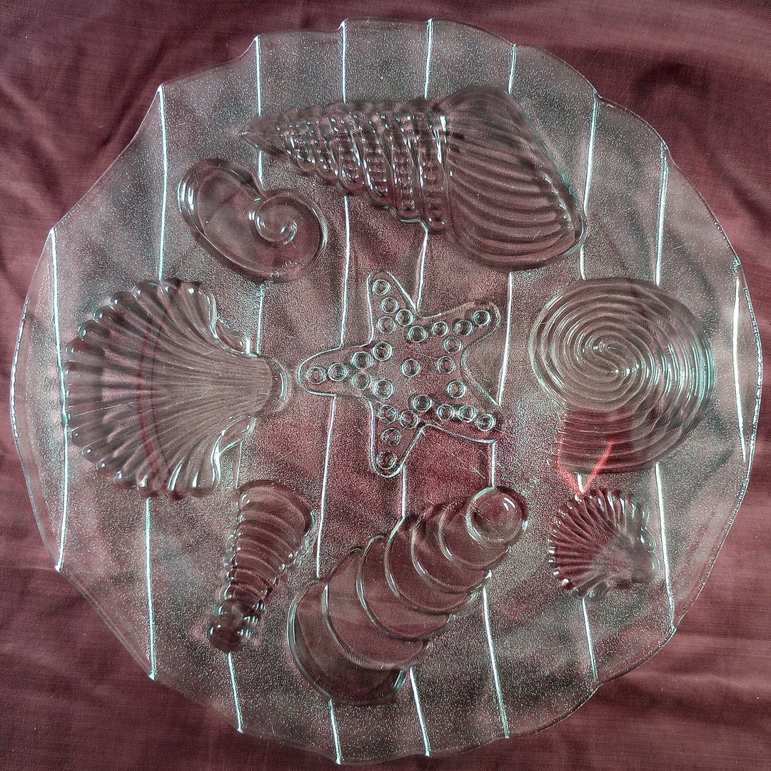 Vintage KIM Indonesia Clear Glass Dinner Plates, Textured Glass Plates ...