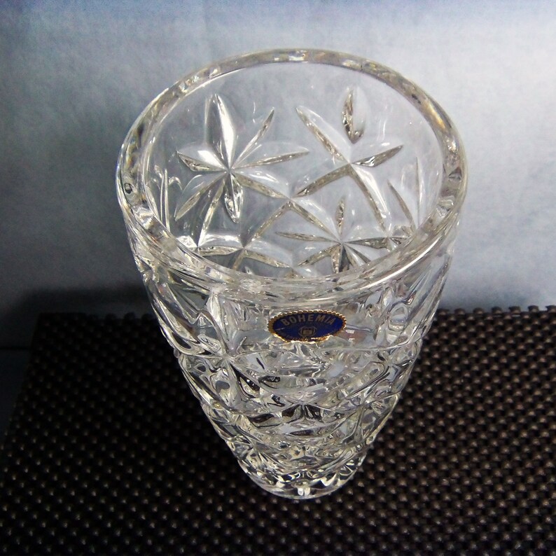 Vintage Crystal Flower Vase Cylindrical Vase Bohemia | Etsy