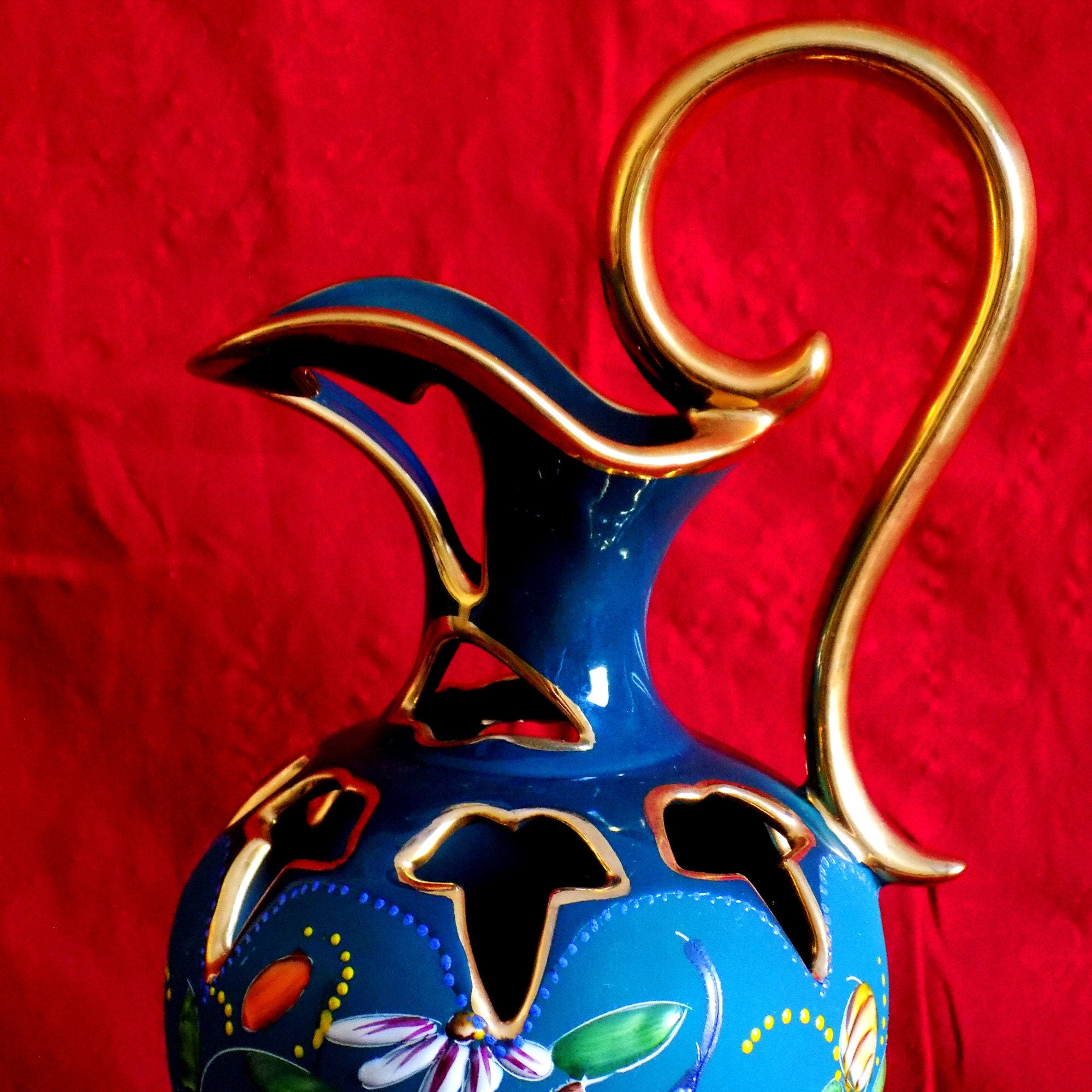 Vintage Hubert Bequet Hand Painted Pitcher Vase Handcrafted - Etsy