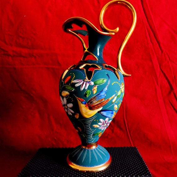 Vintage Hubert Bequet Hand Painted Pitcher Vase Handcrafted | Etsy