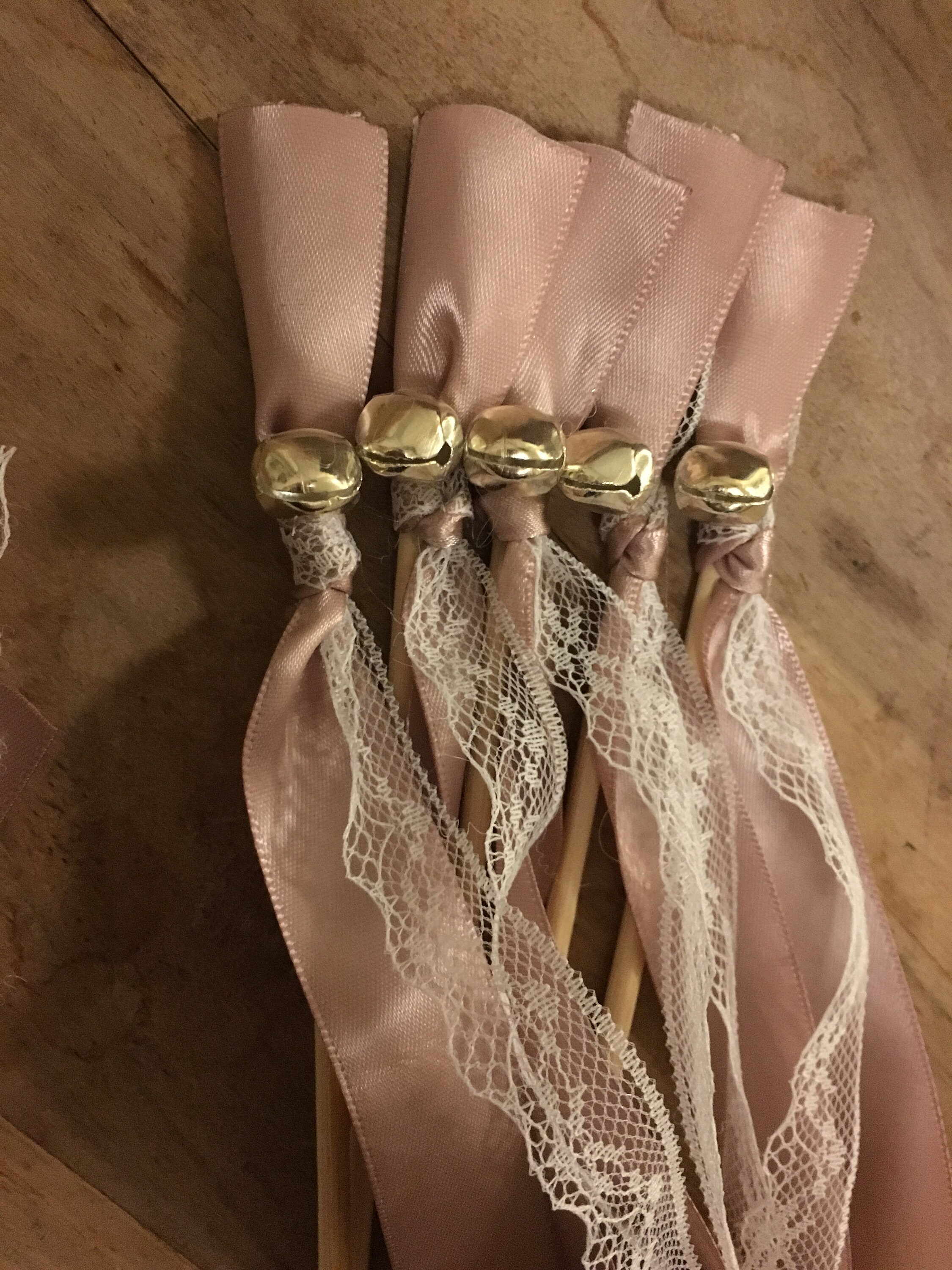 20 Wedding Wands With Gold Bells Satin Dark Pink Blush and | Etsy