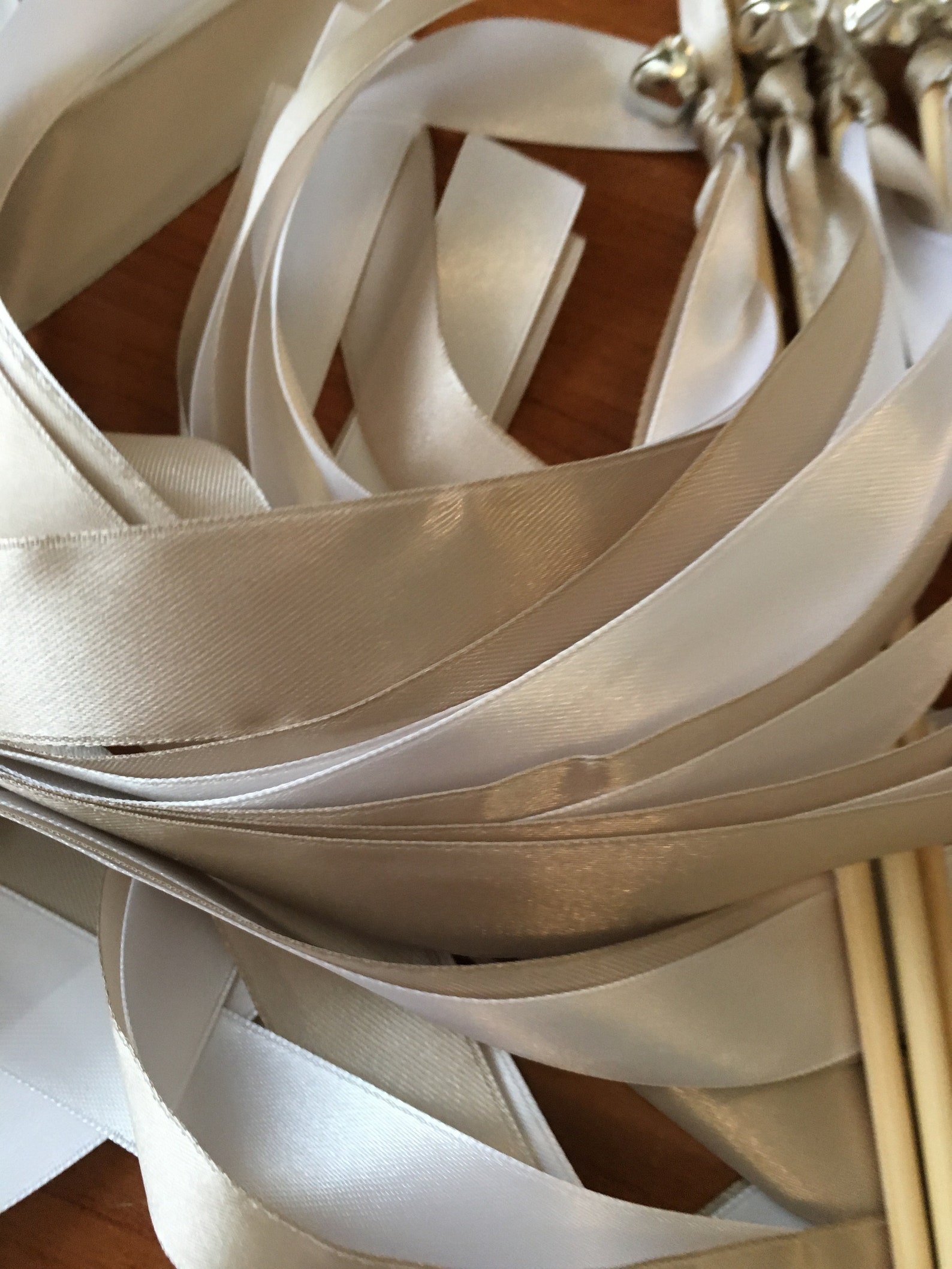 20 Wedding Wands Party Streamers Silver Bells Satin Ribbons - Etsy