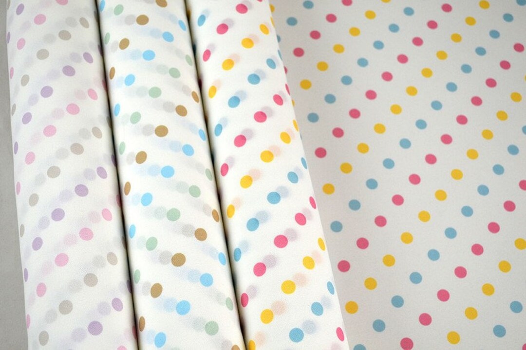 Minimat Fabric With Colorful Polka Dots, Textile for Children's Room ...