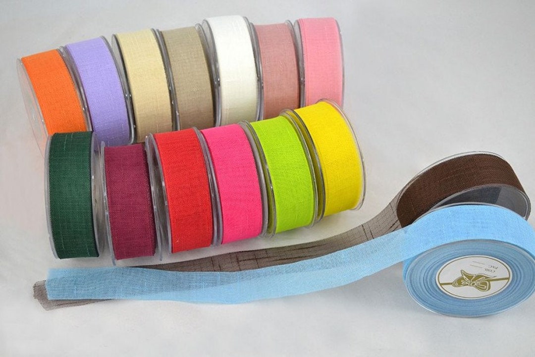 Linen Gauze Ribbon by the Roll 3 Widths Colored Wide Colorful Ribbon by ...