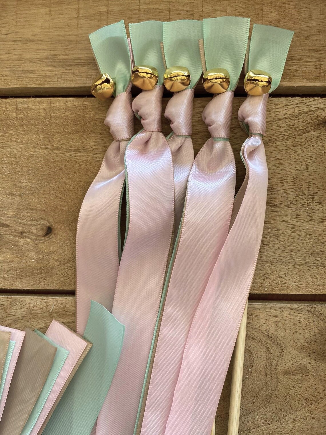 20 Wedding Wands Party Streamers Gold Bells Satin Ribbons - Etsy
