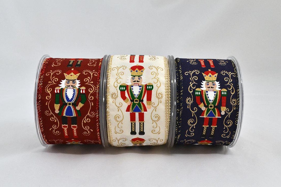 Nutcracker Wired Ribbon: Christmas Holiday DIY Wreath Supply - Etsy