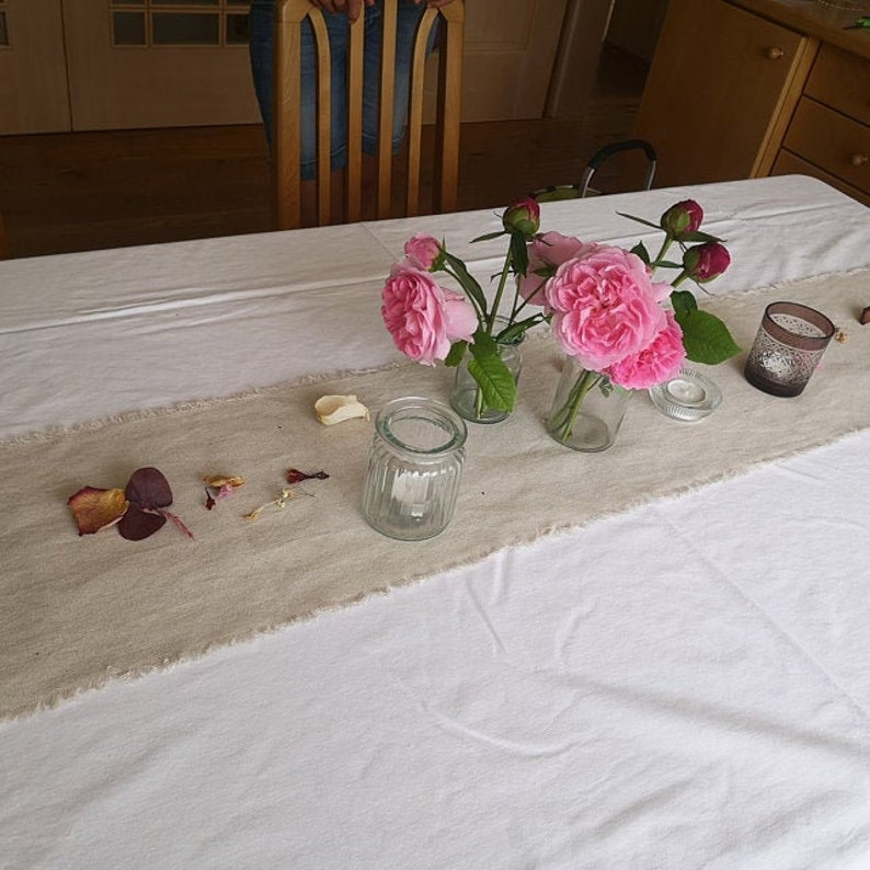 Off White Cotton Table Runner Natural Washed Table Runner With - Etsy