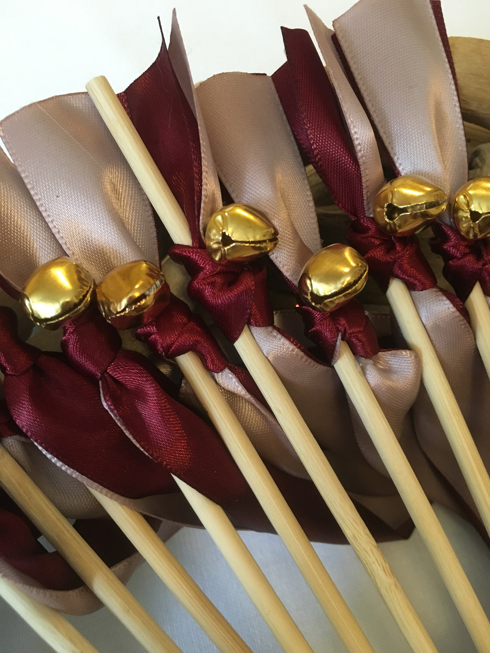 20 Wedding Wands With Gold Bells Long Satin Dark Pink Blush & - Etsy