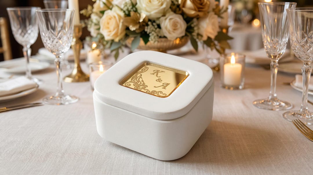 Personalized Wedding Favor Ceramic Box With Plexiglass Mirror With ...