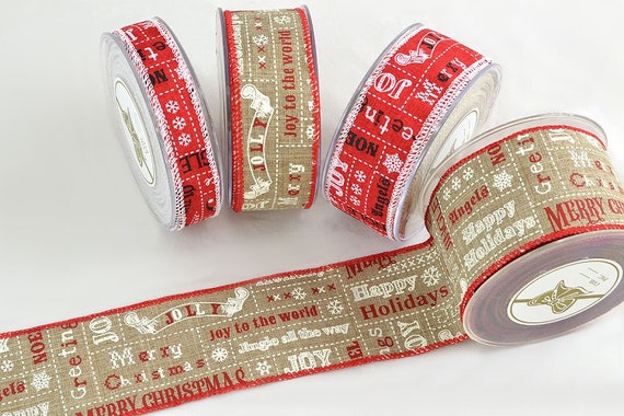 Joy to the World Happy Holidays Printed Ribbon by the Yard | Etsy