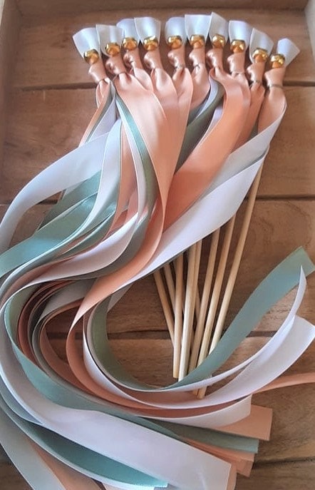 50 Wedding Wands Party Streamers Gold Bells Satin Ribbons - Etsy