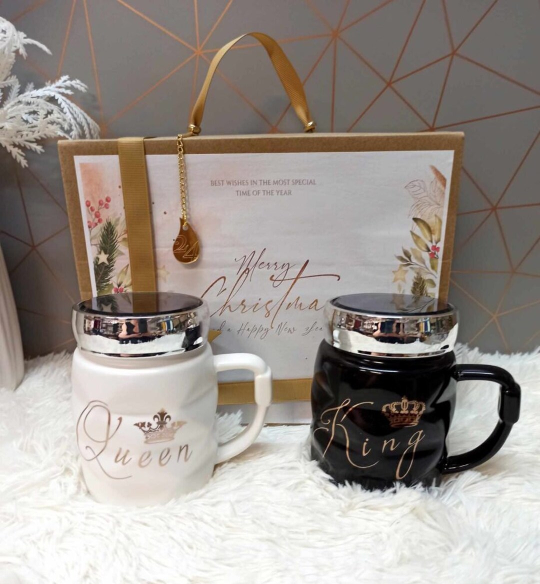 Christmas Gift Set With Mugs for Him and Her King and Queen - Etsy