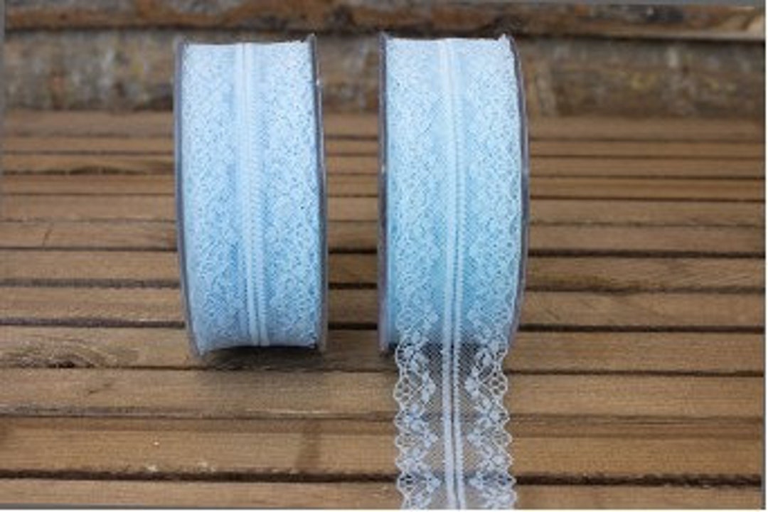 5 M 5.46 Yards Light Blue Colored Lace Ribbon, Fine Vintage , Wedding ...