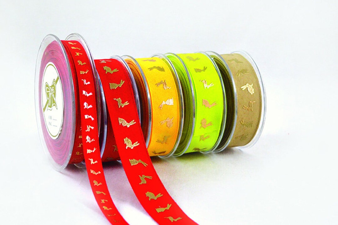 Shiny Gold Easter Bunny in Movement Printed in Cotton Ribbon - Etsy