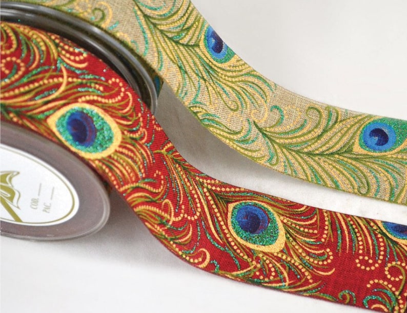 Wide Peacock Feather Ribbon 3 Widths 2.3cm/4.3cm Thick - Etsy