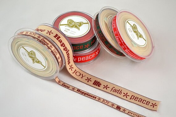 Happines Joy Life Faith Peace Printed Ribbon by the Yard 2 | Etsy