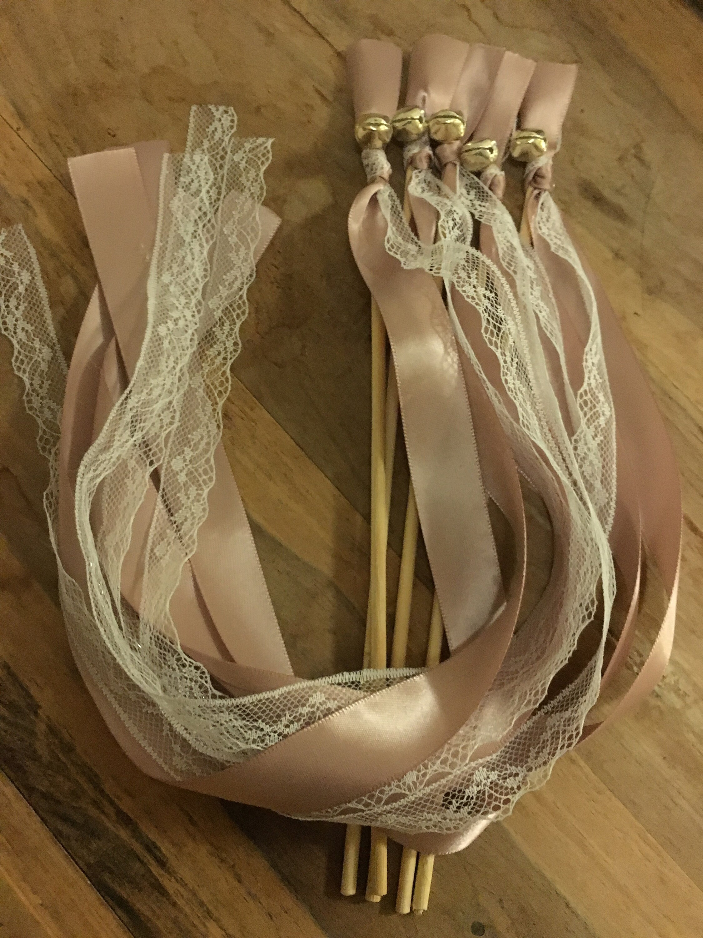 20 Wedding Wands With Gold Bells Satin Dark Pink Blush and - Etsy