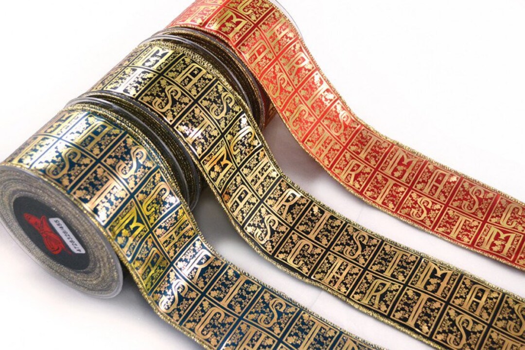 Double Sided Satin Christmas Gothic Ribbon 2 Widths - Etsy